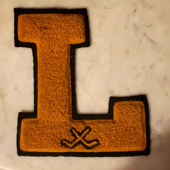 Other | Vintage 5s Letterman Patch Letter L Black And Gold Crossed ...